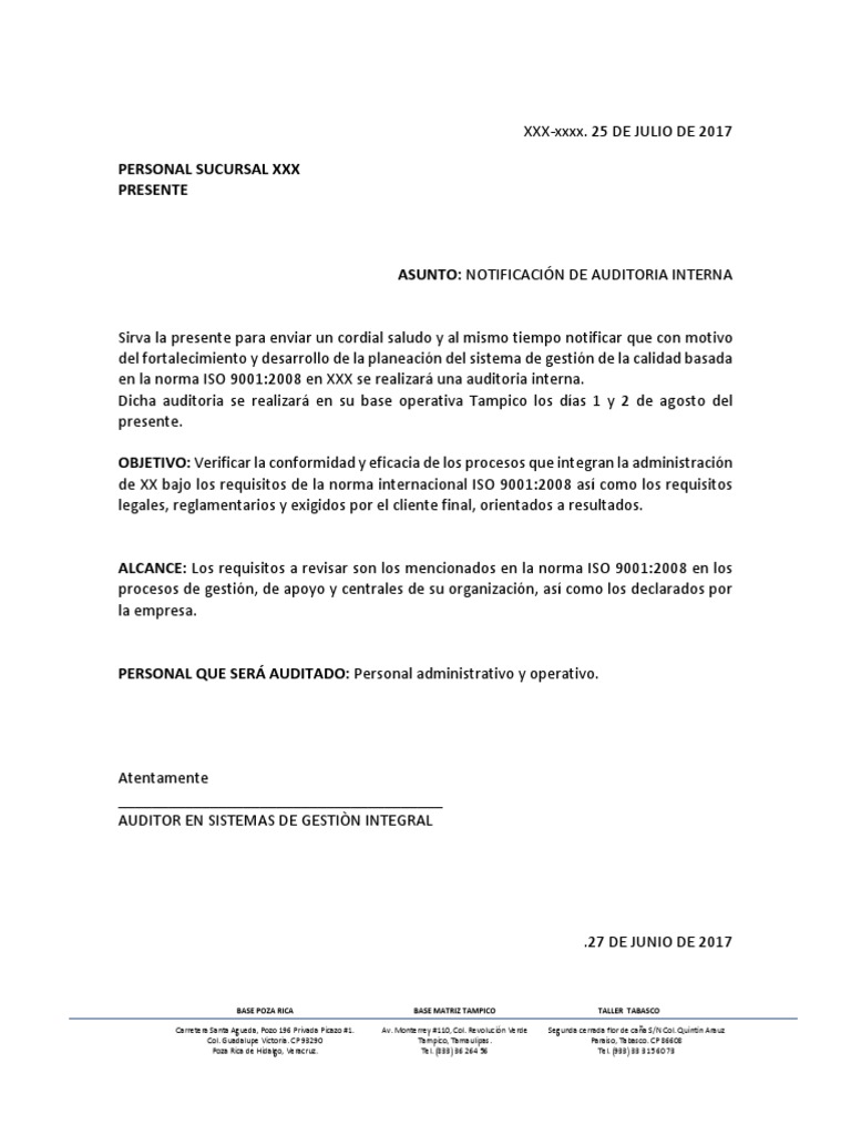 Oficio de Notificacion de Personal | PDF