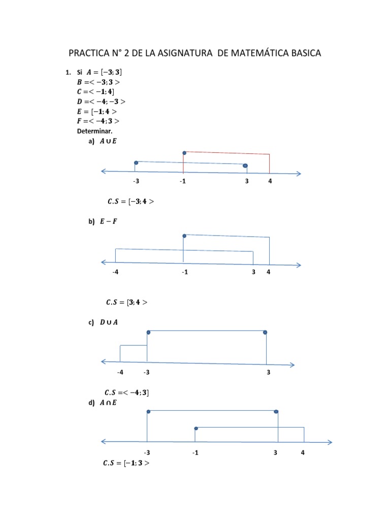 Practica #2 de La Asignatura de Matemática Basica | PDF | Interval (Mathematics) | Function ...