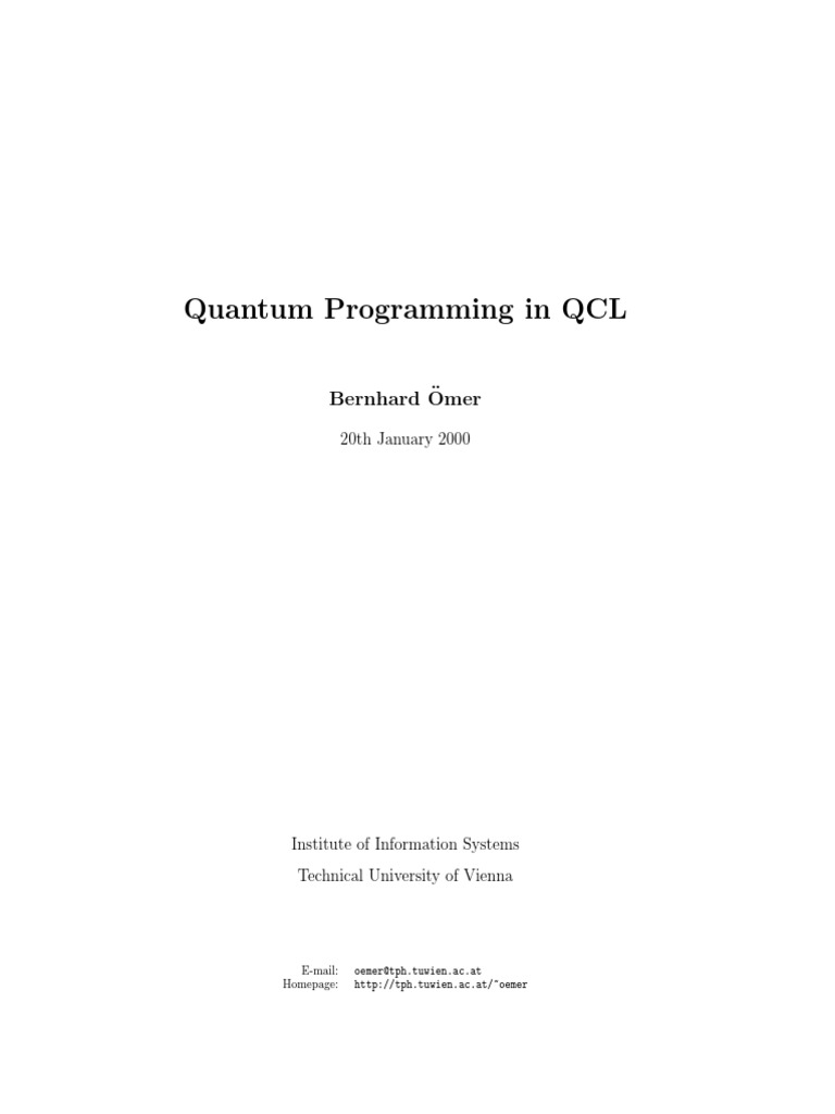 Quantum Programming in QCL PDF | PDF | Wave Function | Schrödinger Equation