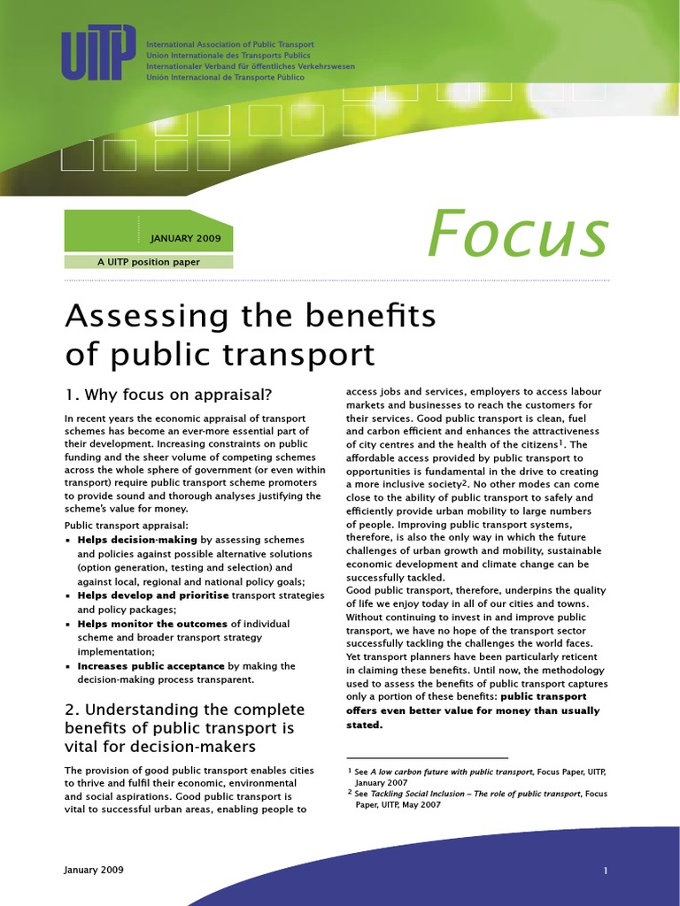 01 Assessing The Benefits of Public Transport | PDF | Public Transport ...