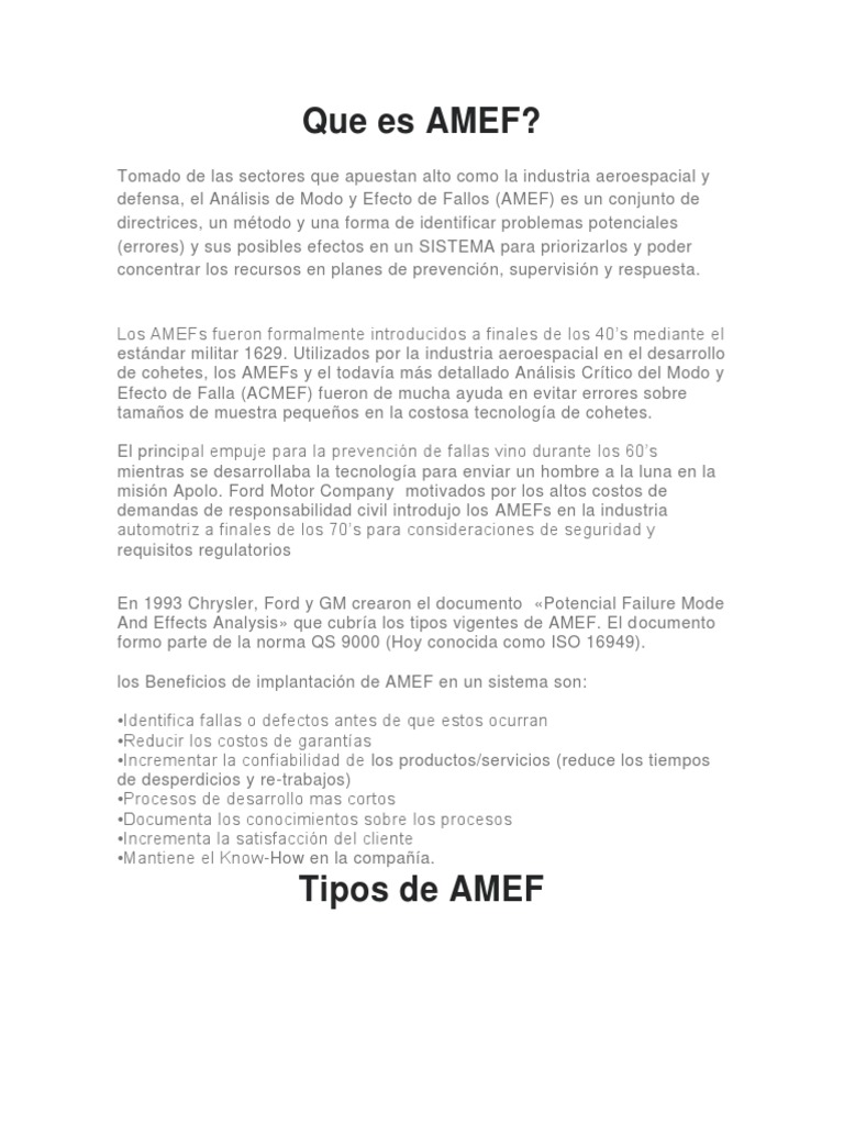 Que Es AMEF | PDF | Producción y fabricación | Procesos de negocio