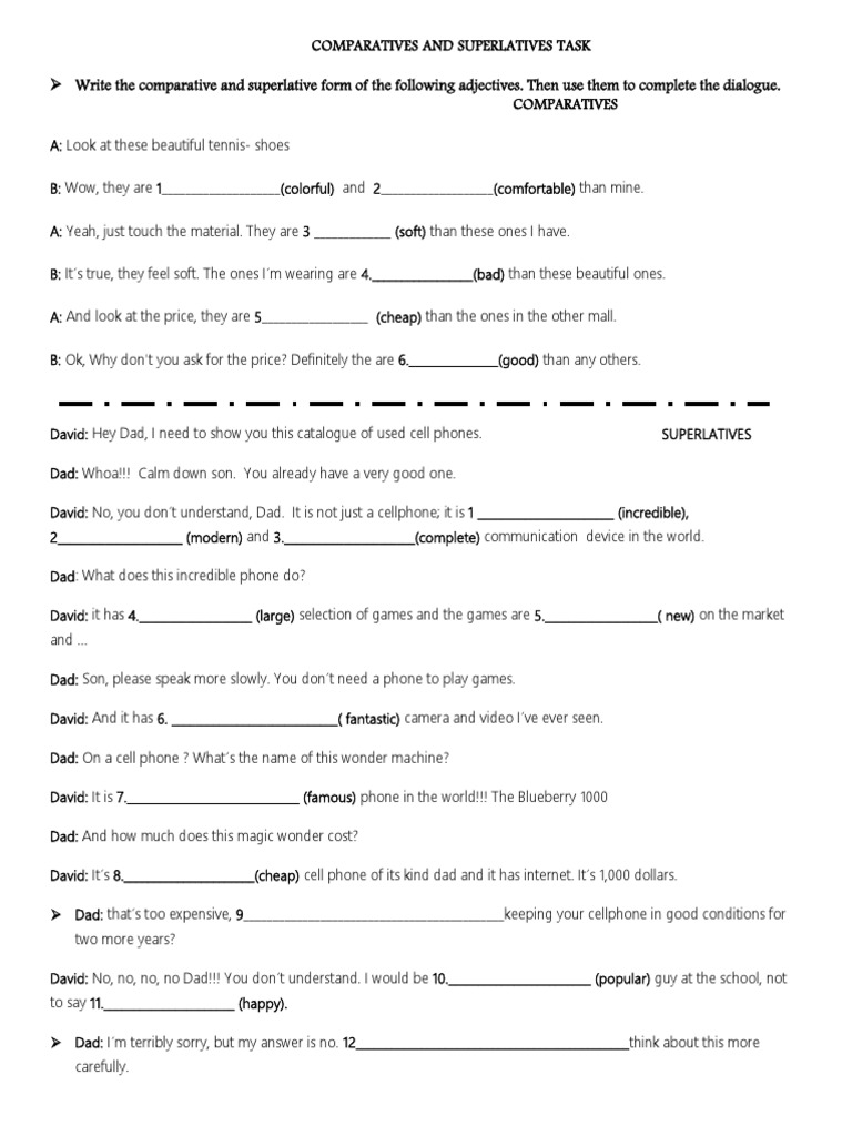 Comparatives & Superlatives Task | PDF