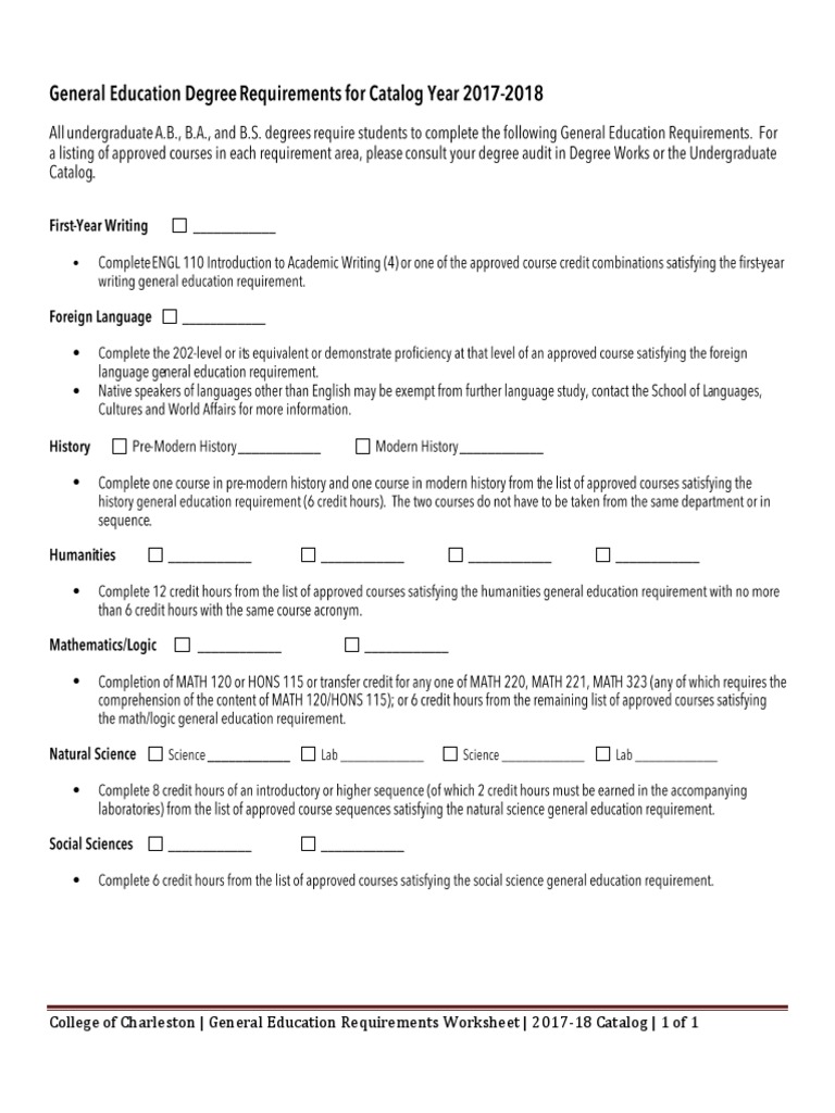 General Education 2017 18 | PDF