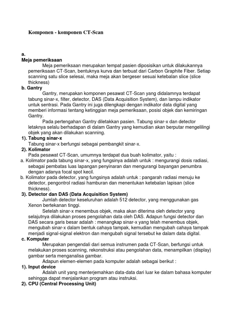 Komponen CT Scan | PDF
