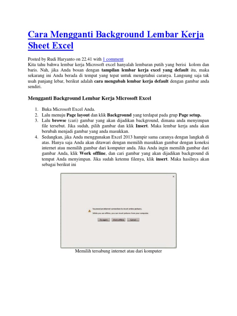 Cara Mengganti Background Lembar Kerja Sheet Excel | PDF