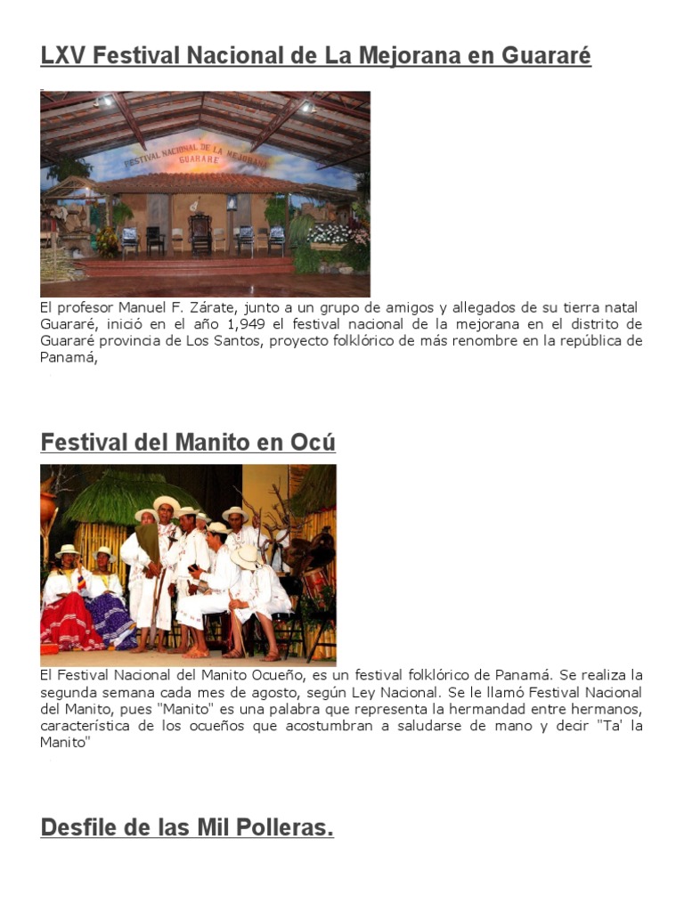 Costumbres y Tradiciones de Panama | PDF | Carnaval | Alimentos