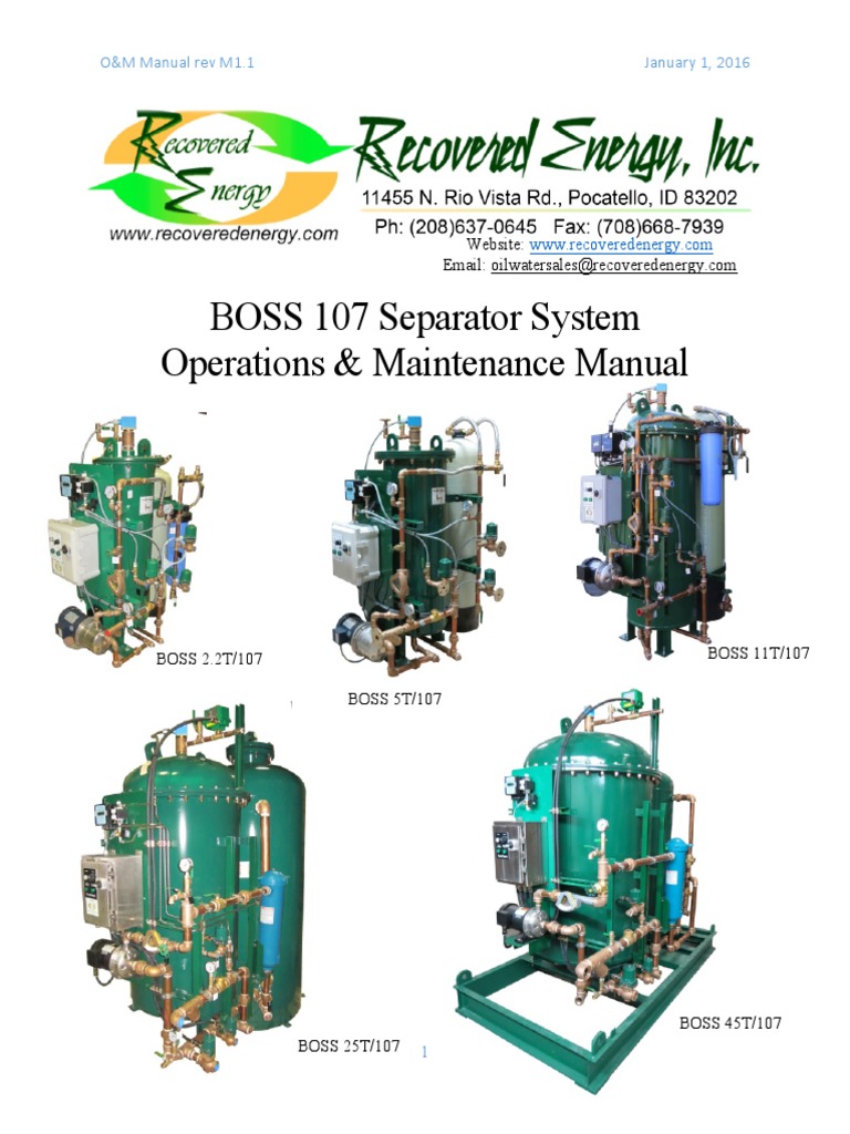 BOSS Separator System O&M Manual | PDF | Pump | Valve