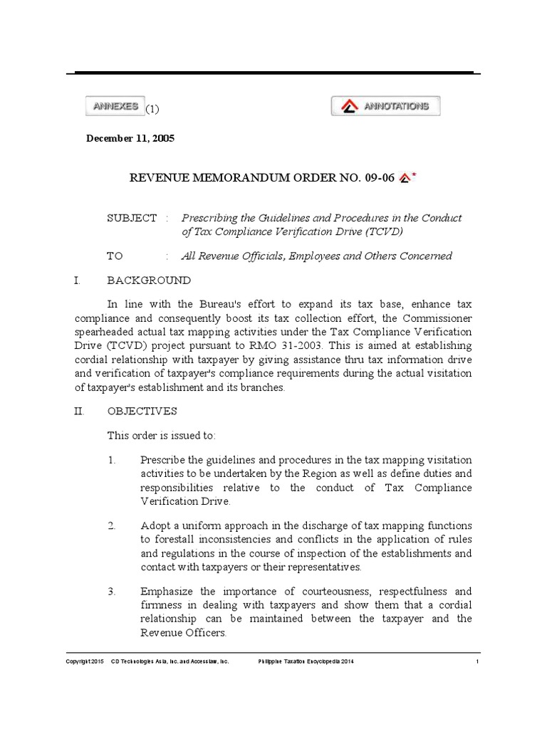 Guidelines and Conduct of TCVD RMO09-2006 | PDF | Taxpayer | Taxes