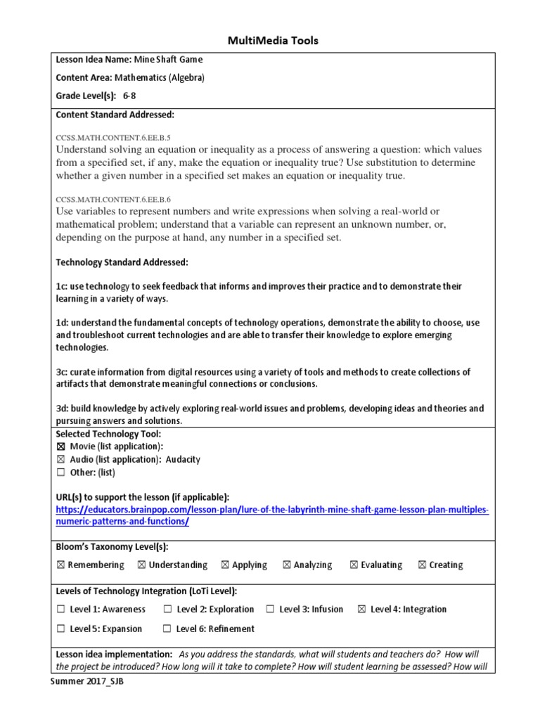 Digital - Multimedia Lesson Plan | PDF | Teaching Mathematics | Equations