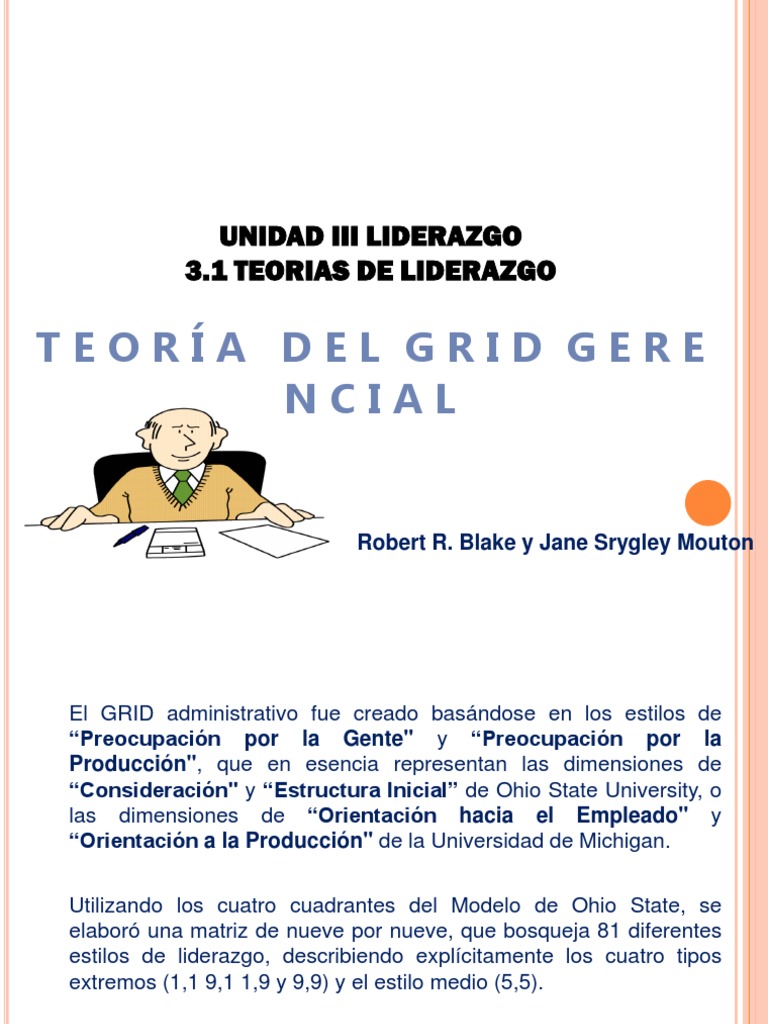 3.1 Teorias de Liderazgo El Grid Gerencial | Liderazgo | Liderazgo y ...