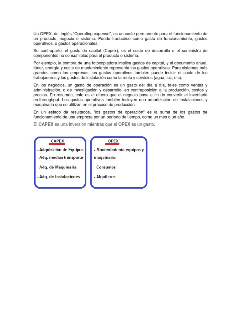 Qué es OPEX y su importancia | PDF | Finanzas y dinero | Informática
