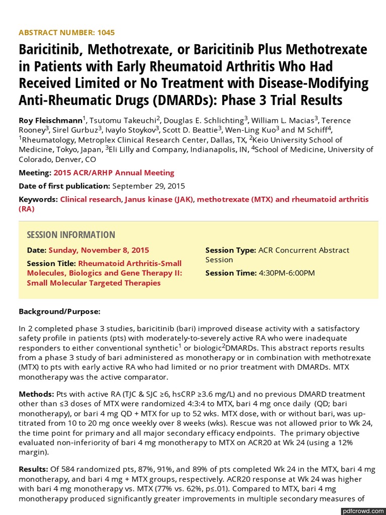 Baricitinib | PDF | Rheumatoid Arthritis | Therapy
