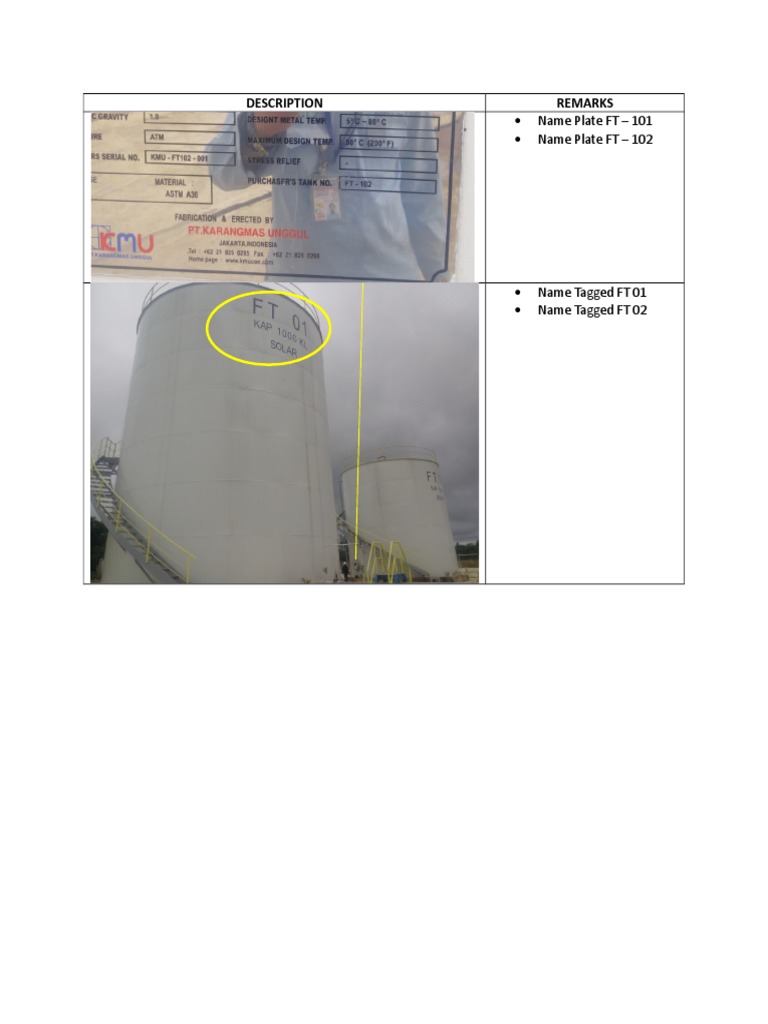 Description Remarks: Name Plate FT - 101 Name Plate FT - 102 | PDF ...