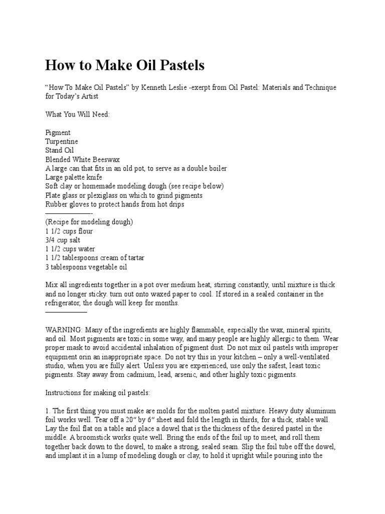 How To Make Oil Pastels | PDF | Oil Painting | Visual Arts