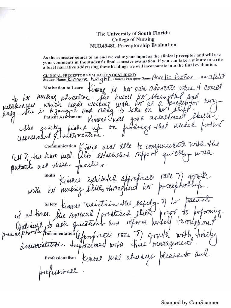 Preceptor Evaluation | PDF