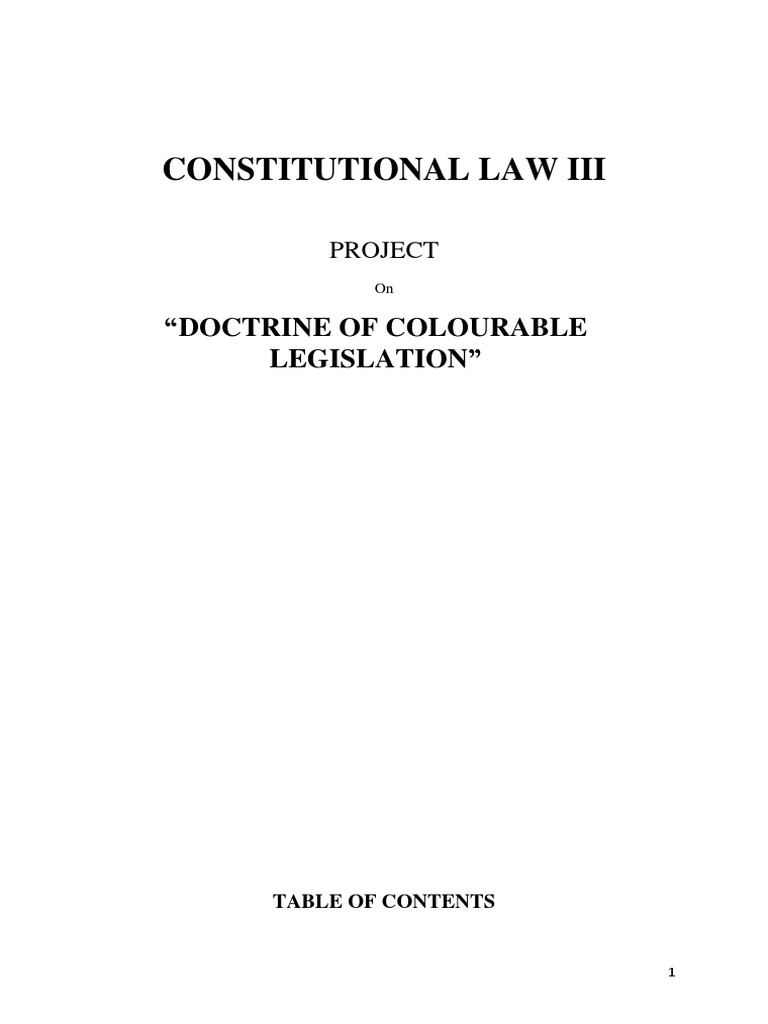 Doctrine of Colourable Legislation | PDF | Statutory Interpretation ...