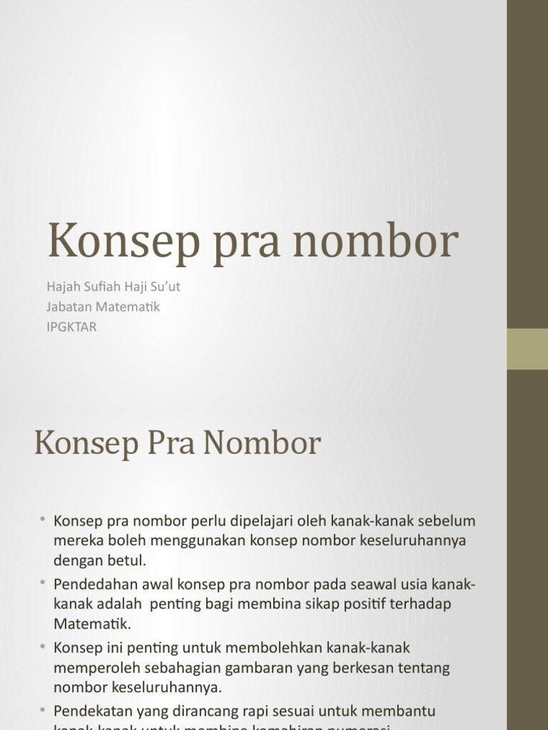 M 1 - Lecture 1-1 - Konsep Pra Nombor | PDF