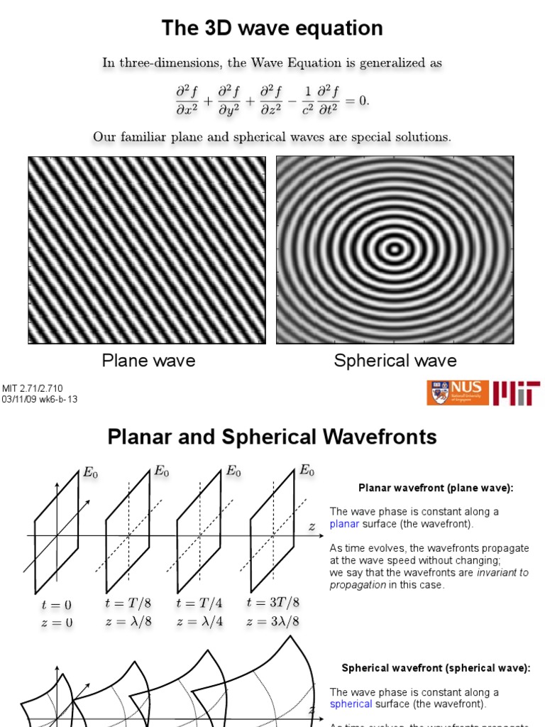 The 3D Wave Equation: Planar and Spherical Waves | PDF | Waves ...