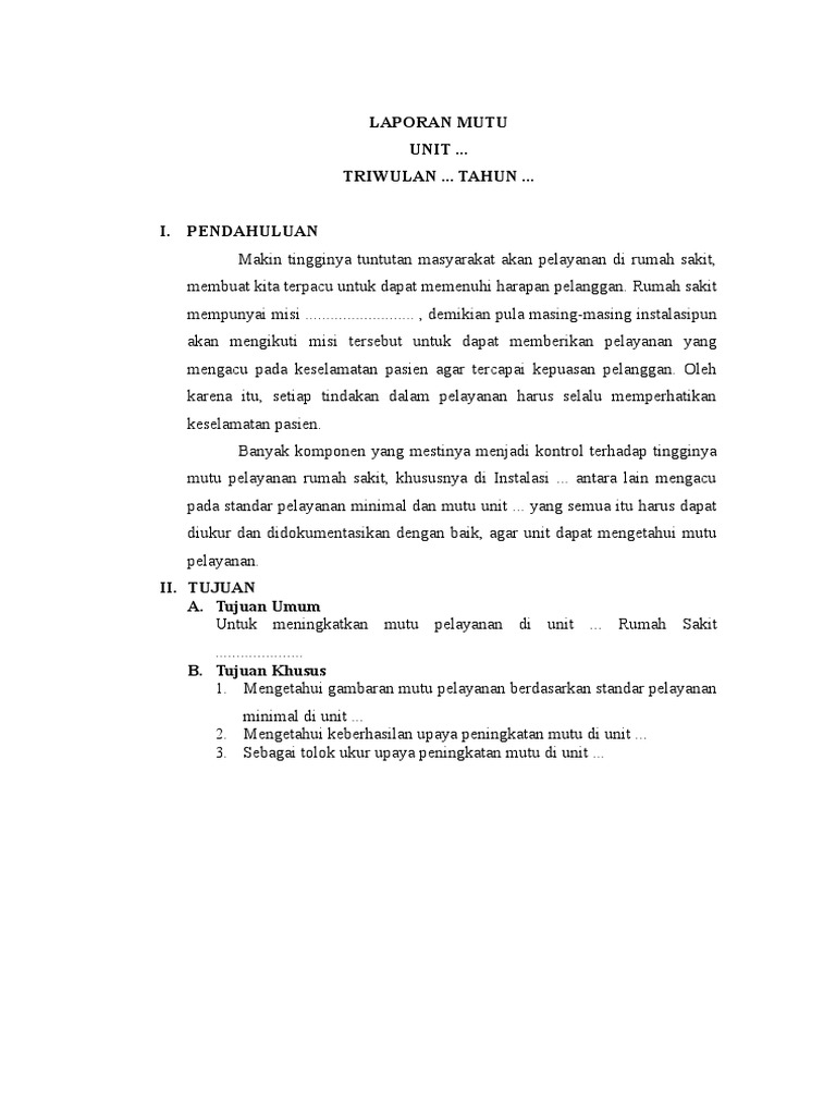 Contoh Laporan Mutu | PDF