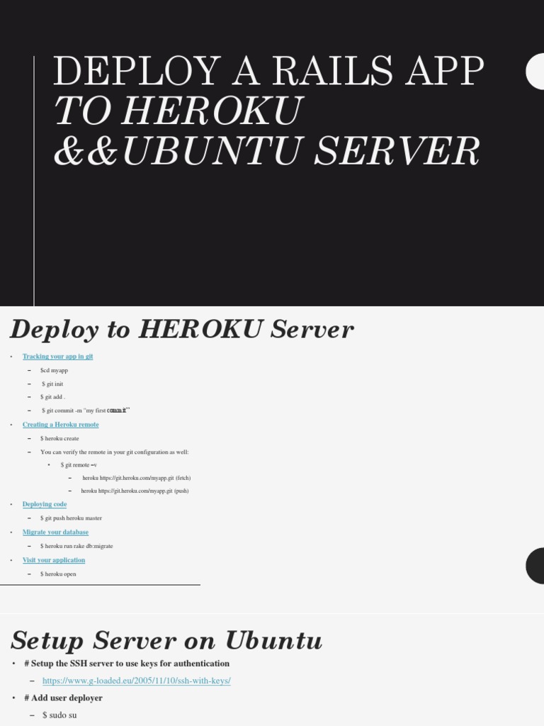Deploy A Rails App: To Heroku &&ubuntu Server | PDF | Software | System ...