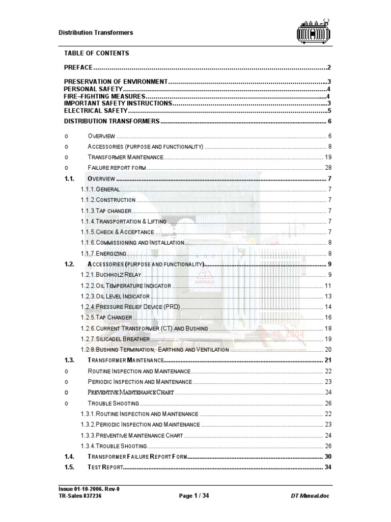 Siemens Transformer - O & I Manual | PDF | Transformer | Relay