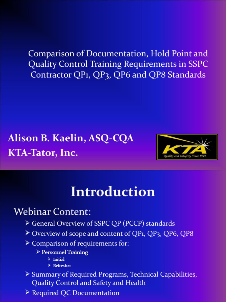Comparison of Documentation, Hold Point and Quality Control Training ...