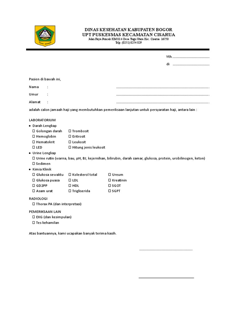 Surat Rujukan Lab | PDF