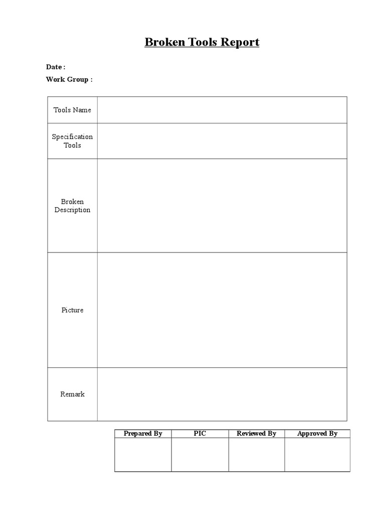 Form Kerusakan Tools | PDF