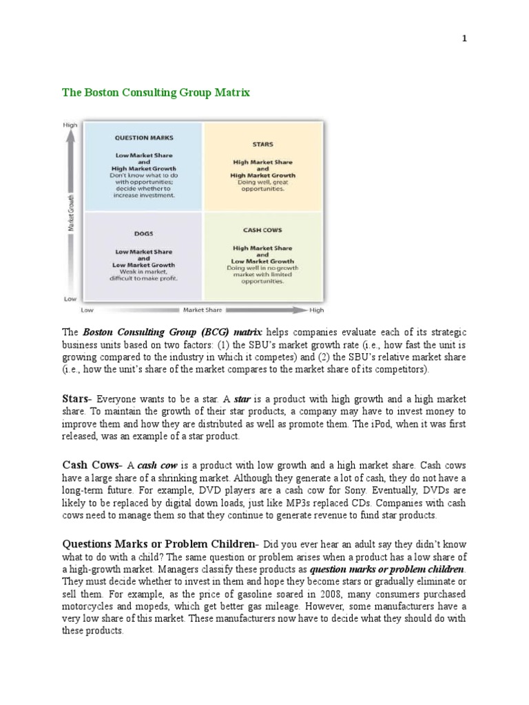 The Boston Consulting Group Matrix: Stars | PDF