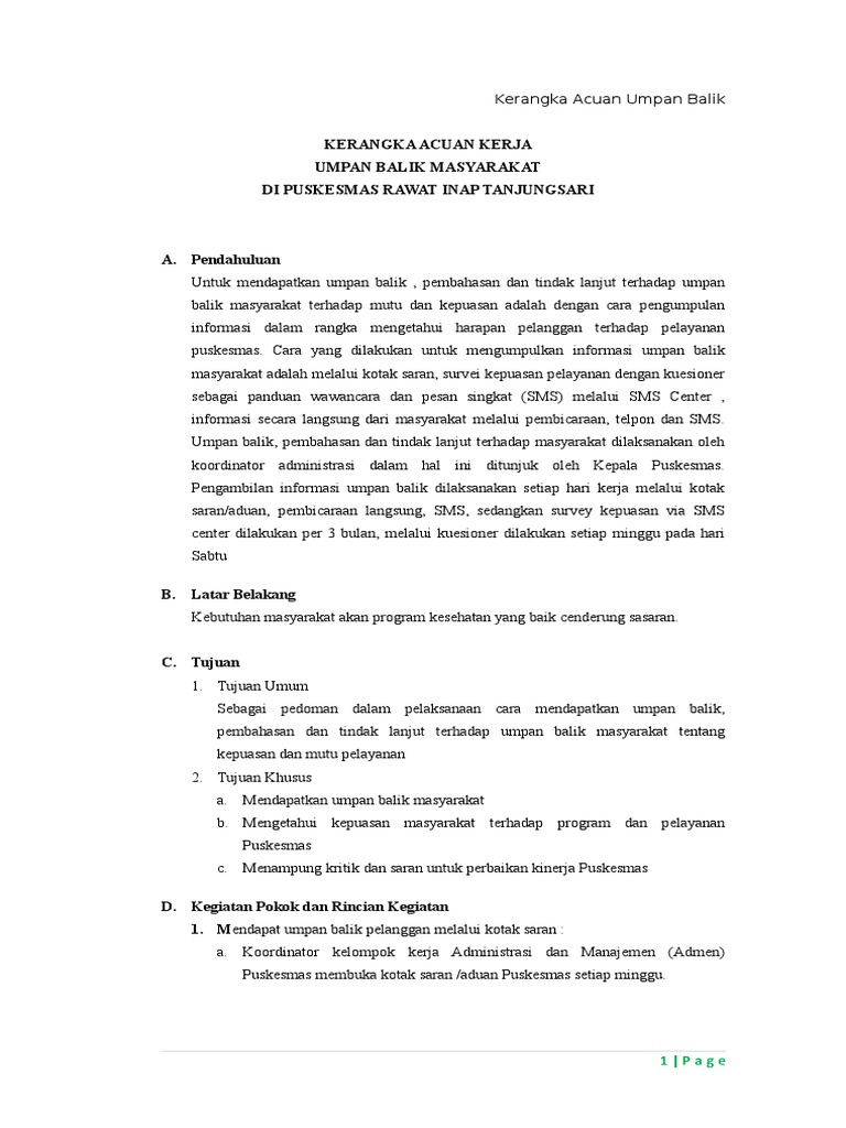 1.1.2.2 KAK Umpan Balik Masyarakat | PDF