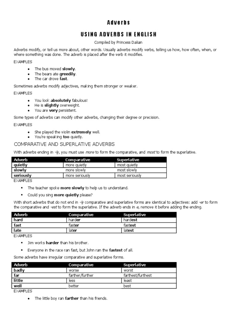 Understanding Adverbs in English | PDF | Adverb | Linguistic Typology