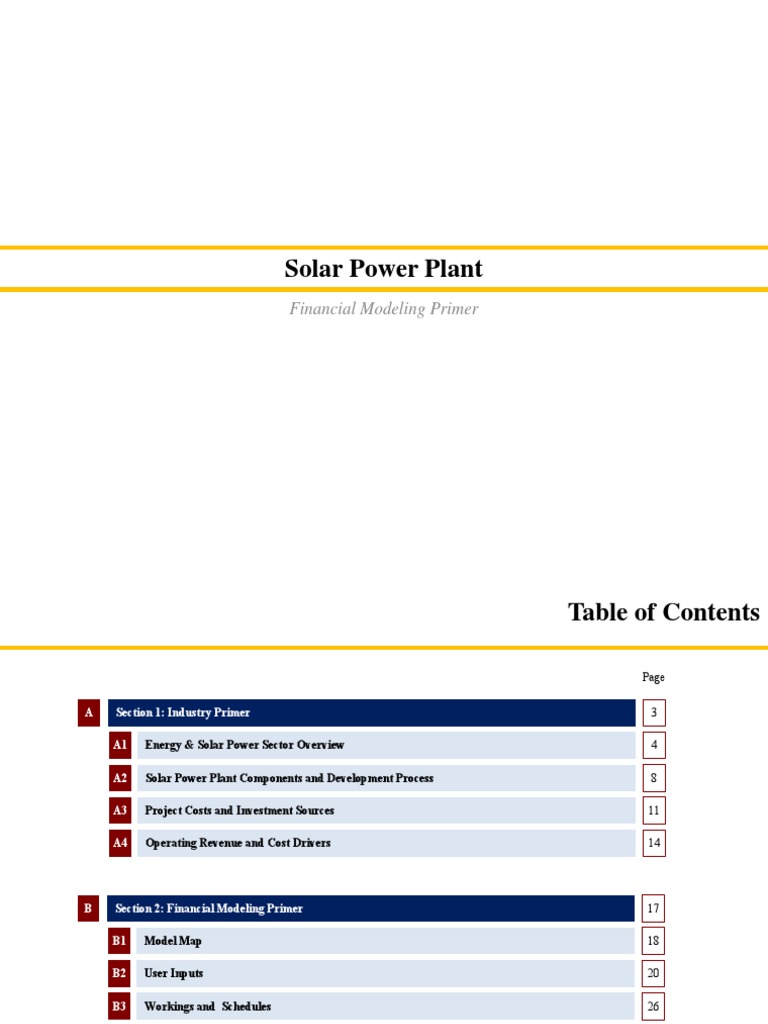 Report - Solar Power Plant - Financial Modeling Primer | PDF | Solar ...