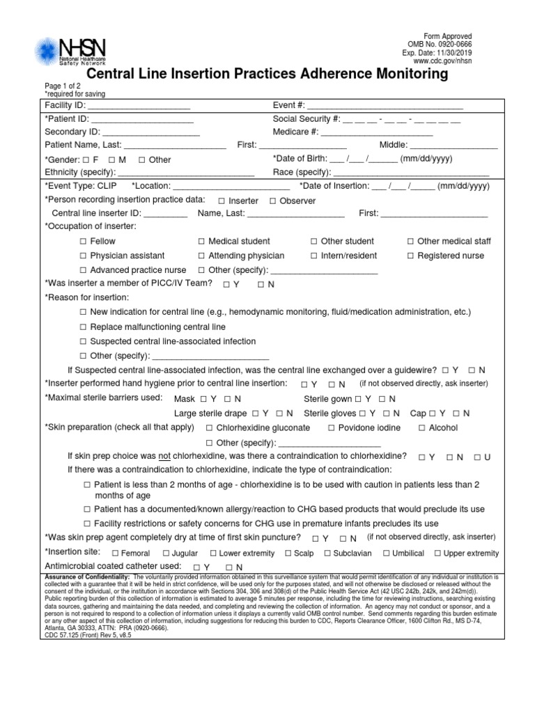 Central Line Insertion Practices Adherence Monitoring | PDF | Nursing ...
