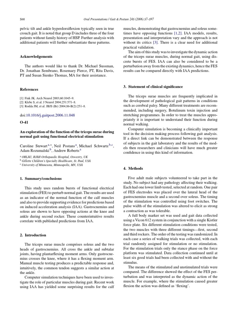 An Exploration of The Function of The Triceps Surae During Normal Gait ...
