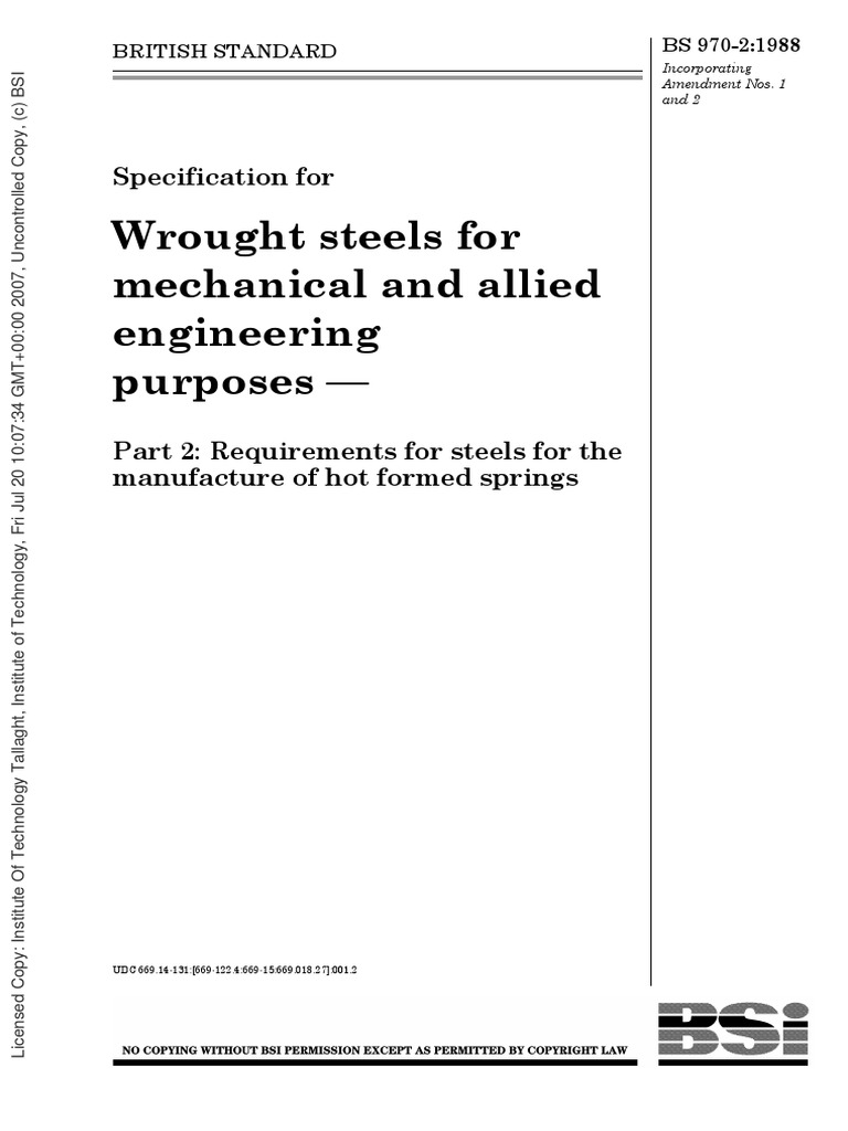BS 970 Part 2 PDF | PDF | Rolling (Metalworking) | Steel