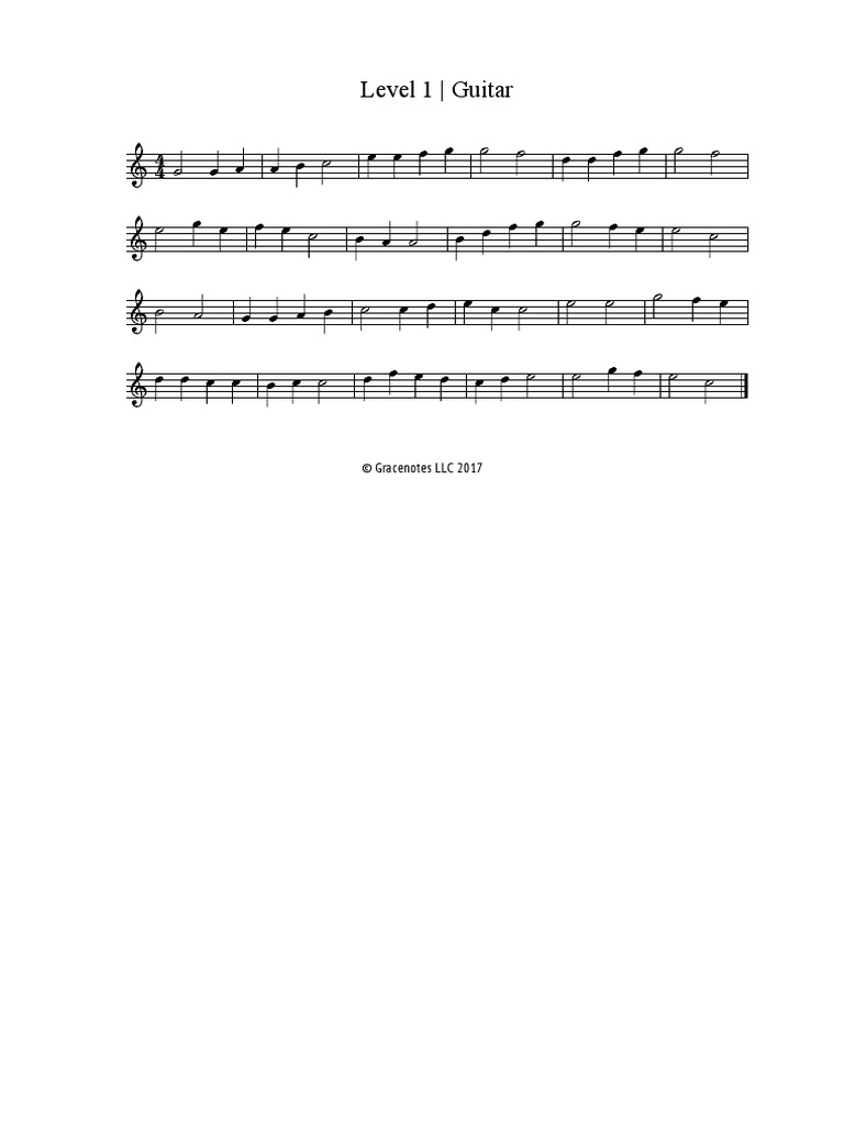 Guitar Sight Reading Level 1 | PDF