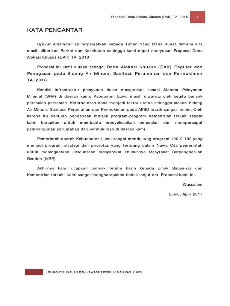 Proposal DAK Perkim TA. 2018 PDF | PDF