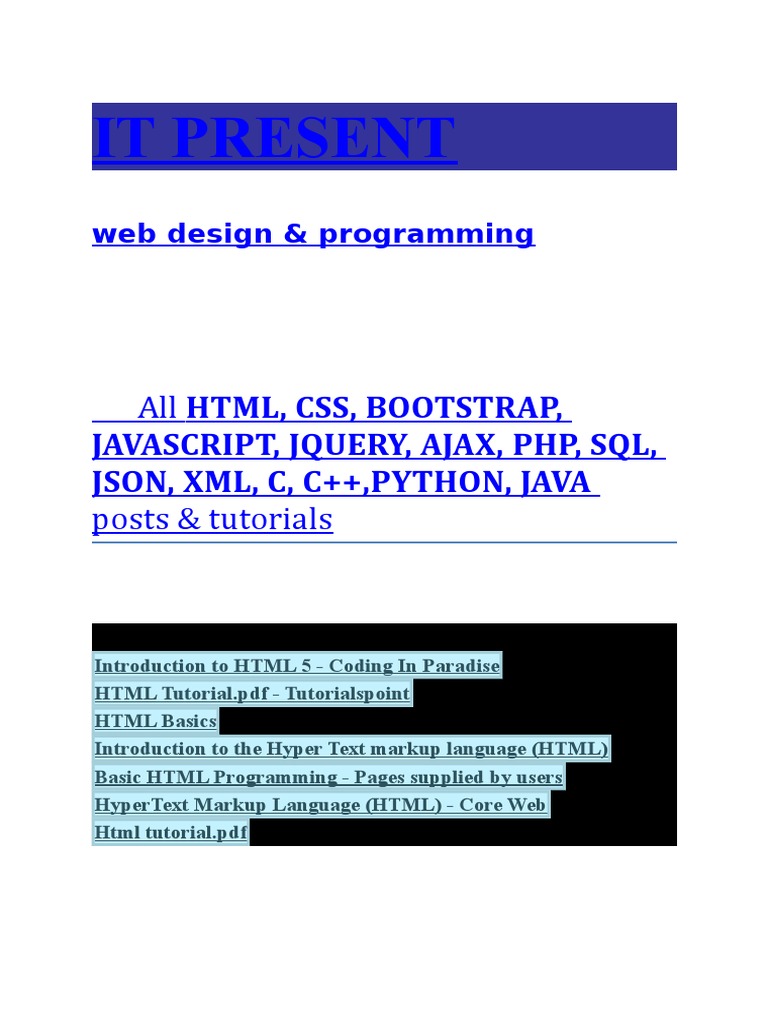Html Css Bootstrap Javascript Jquery Ajax Php Sql Json Xml C 2540
