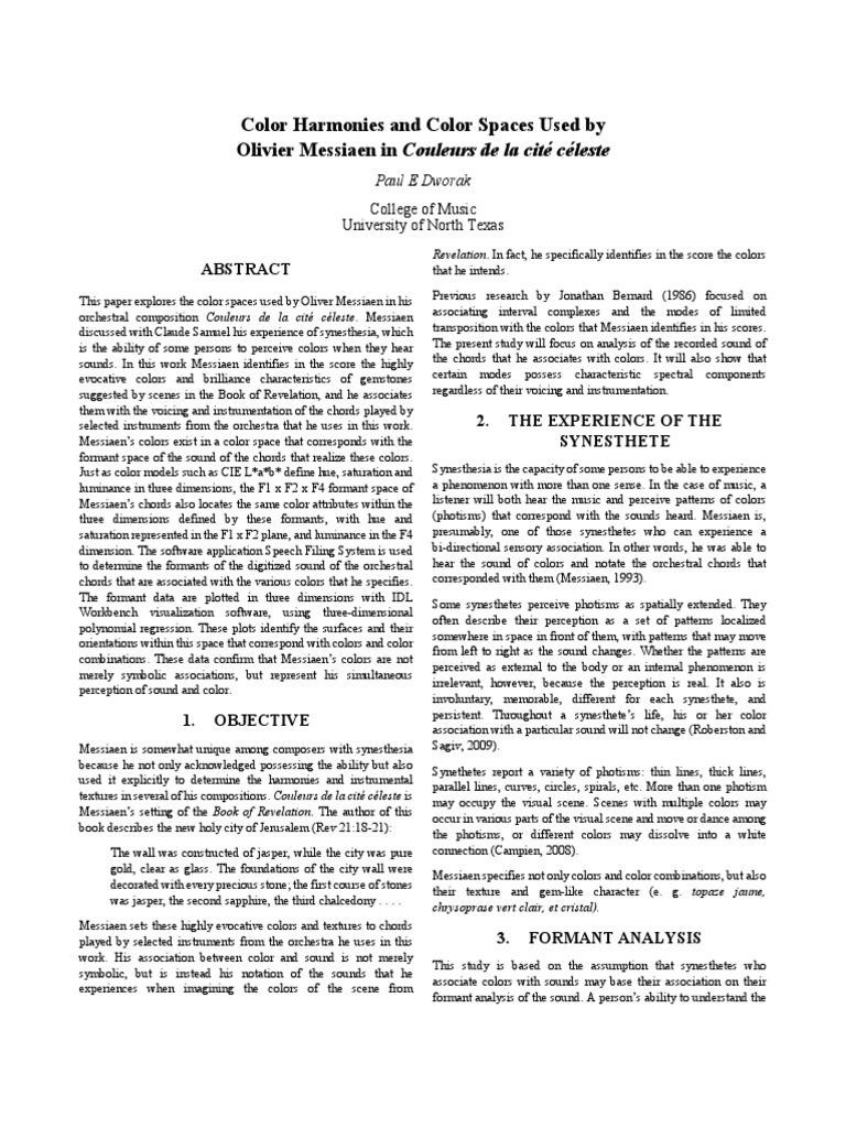 Color Harmonies and Color Spaces Used by Dworak PDF | PDF | Color | Vowel