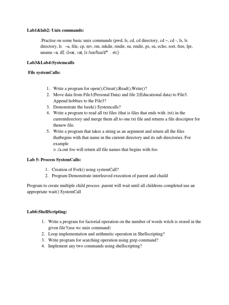 Lab1&lab2: Unix Commands | PDF | Teaching Methods & Materials | Technology & Engineering