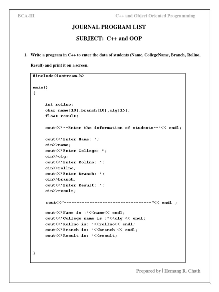 Journal Program (C++) | PDF | Subroutine | C++