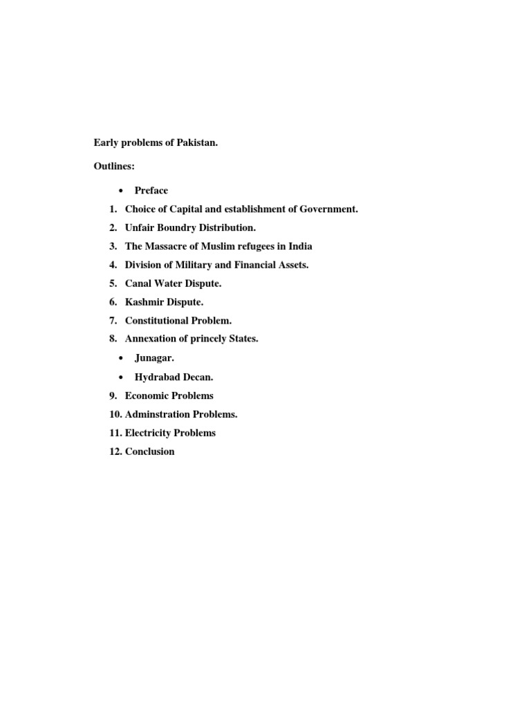 Early Problems of Pakistan | PDF | Muhammad Ali Jinnah | Pakistan