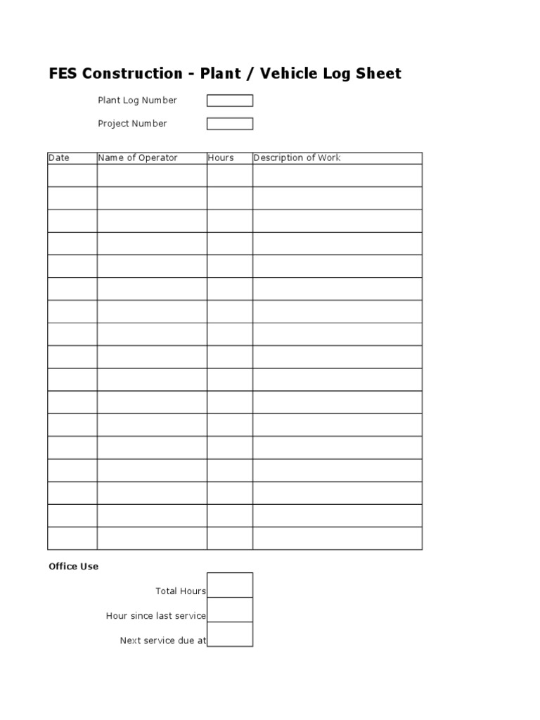 Example Plant Log Sheet | PDF