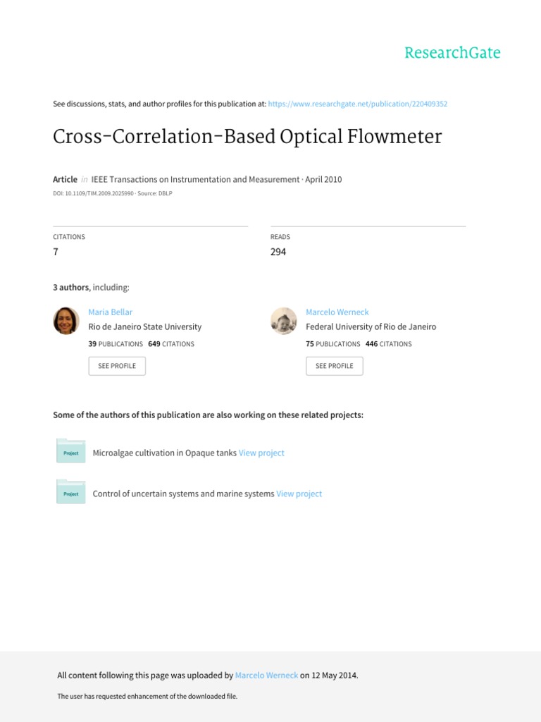 Cross-Correlation Based Optical Flow-Meter | PDF | Flow Measurement ...