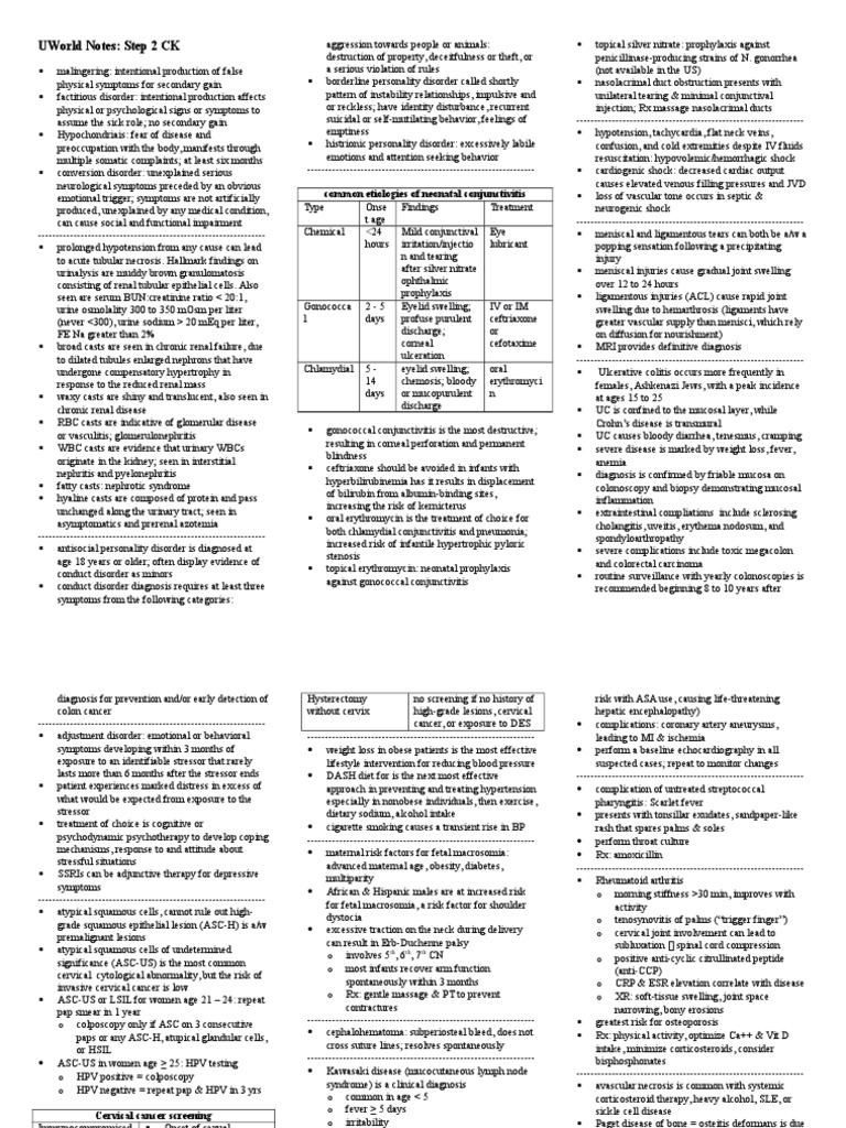 UWorld Notes Step 2 CK | PDF | Cervical Cancer | Myocardial Infarction