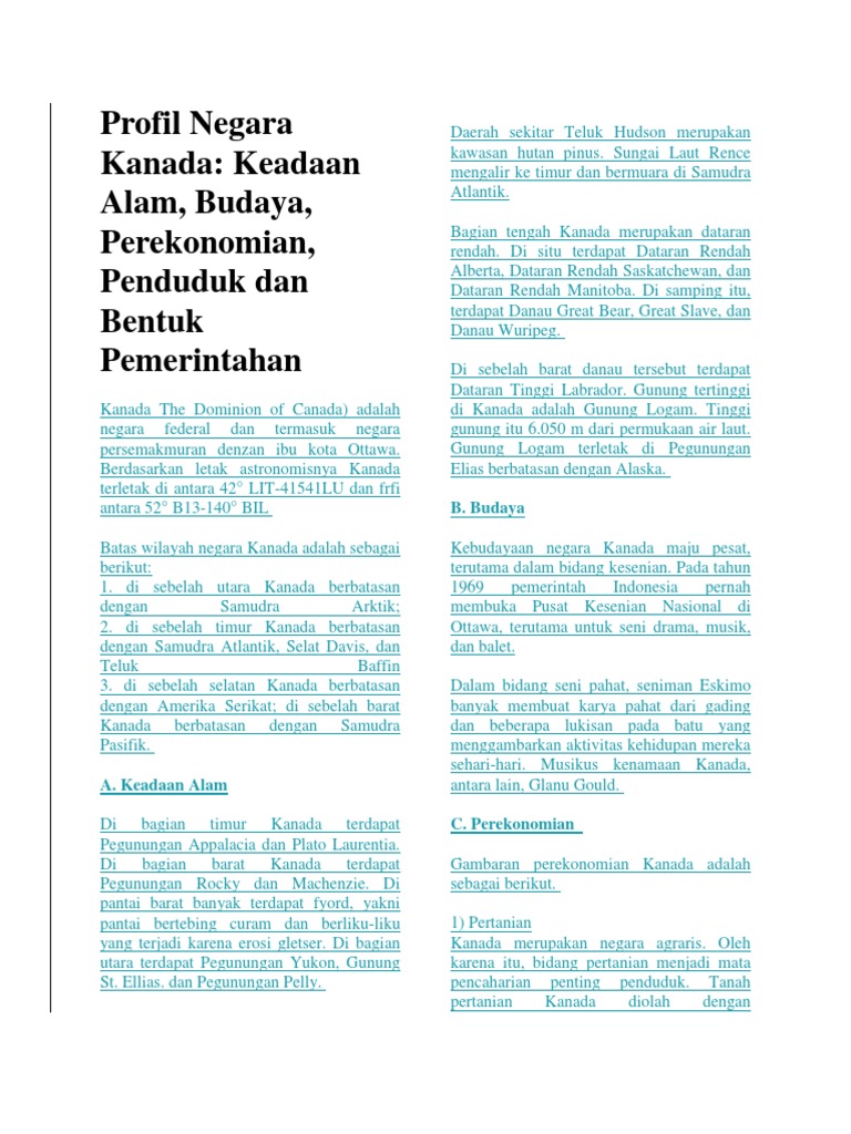 Profil Negara Kanada | PDF