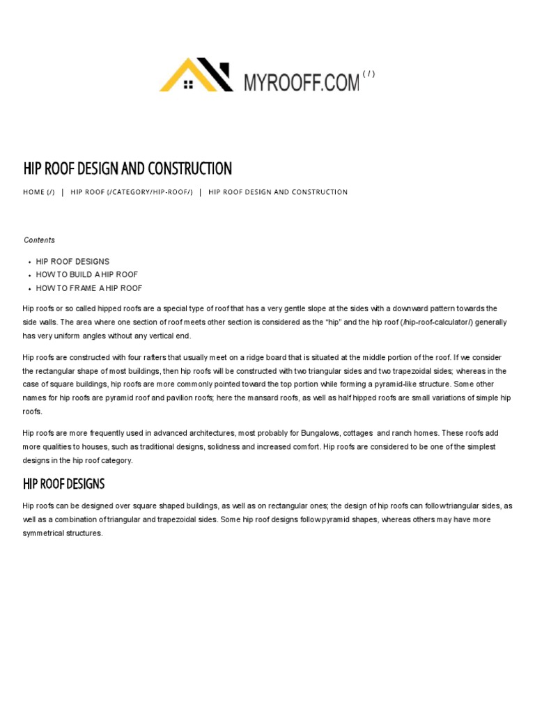 Hip Roof Framing and Building | PDF | Roof | Framing (Construction)