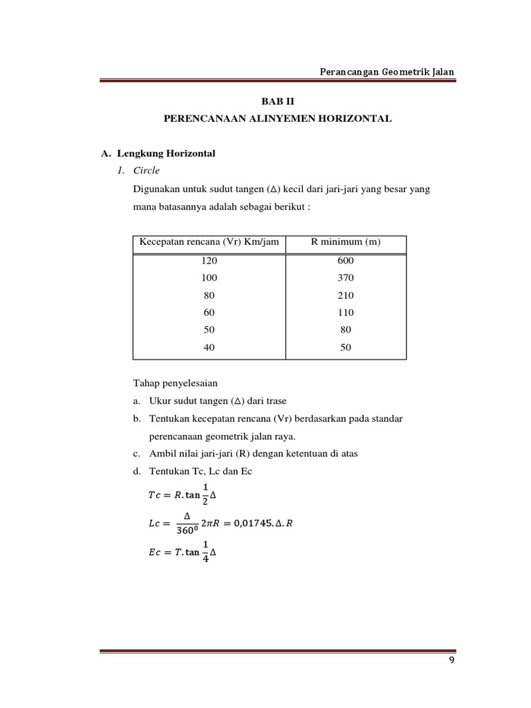 HORIZONTAL ALIGNMENT DESIGN CALCULATIONS | PDF
