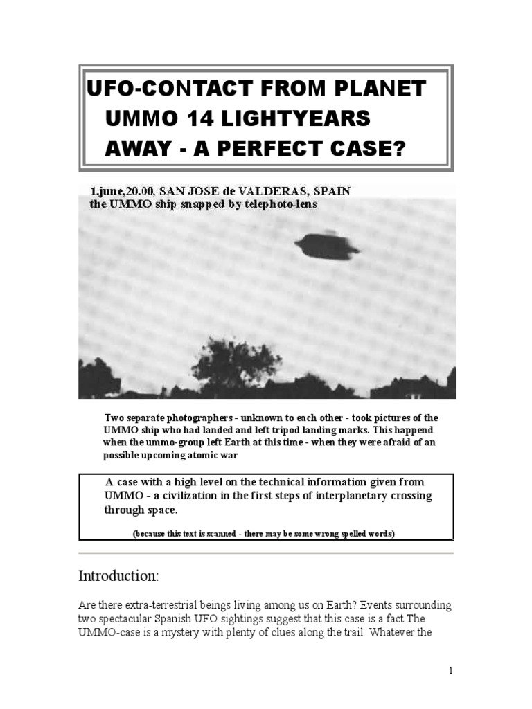 UFO Contact: The Ummo Case Explained | PDF | Unidentified Flying Object ...
