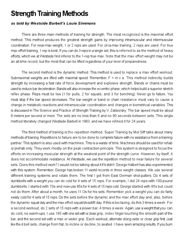 Strength Training Methods Feb07 | PDF